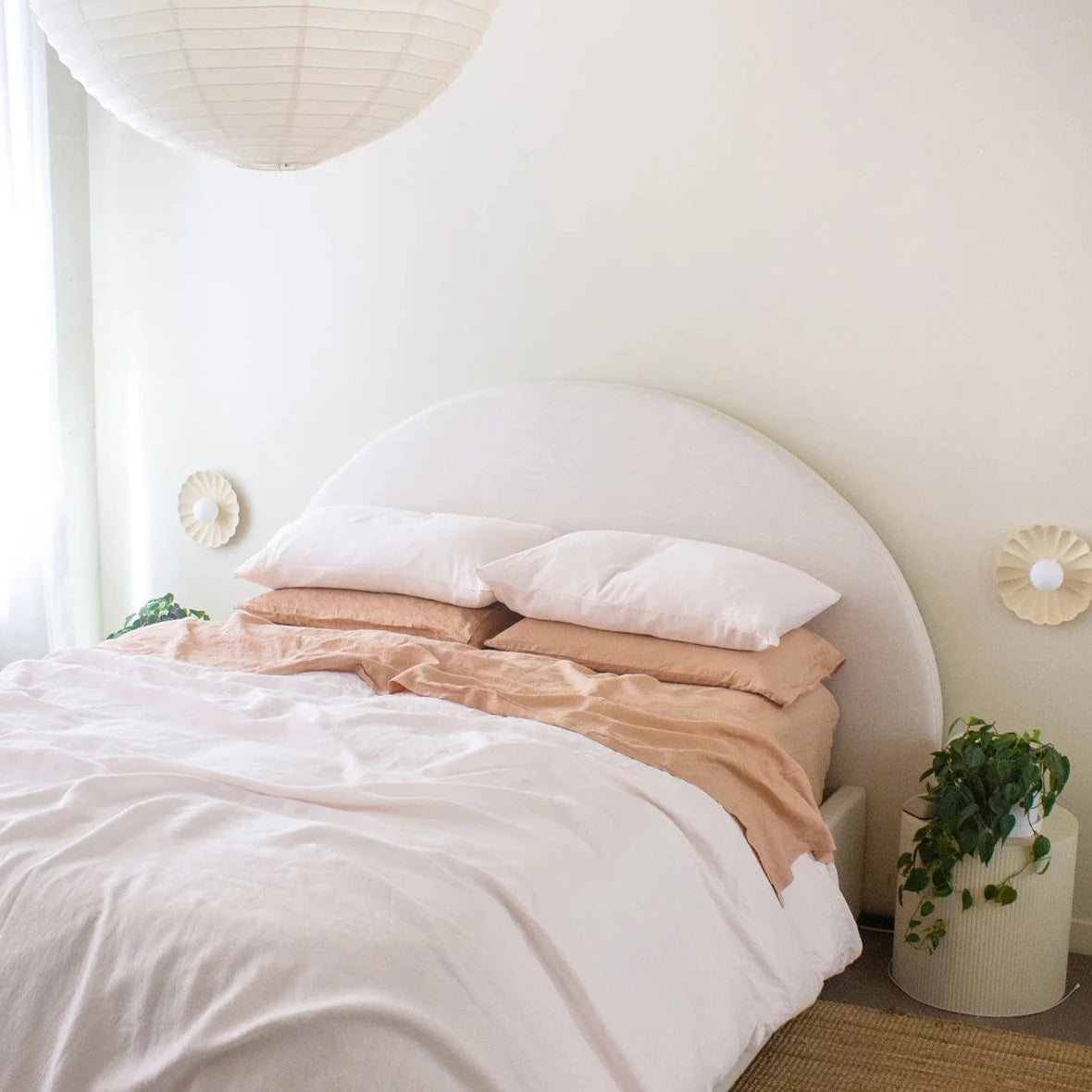 Blush Pink French Linen Bed Sheet Set – ModernSpaceLiving