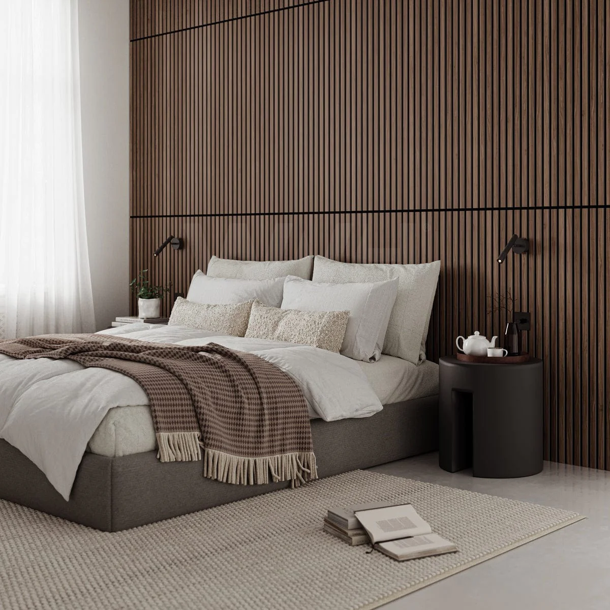 American Luxury Walnut Acoustic Slat Wood Wall Panels – ModernSpaceLiving