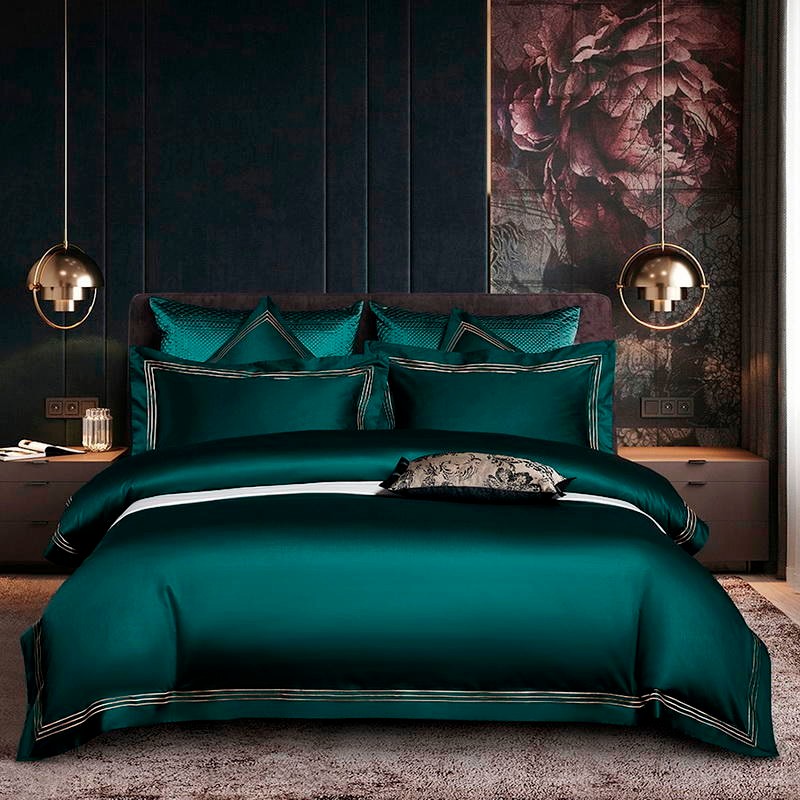 Emerald Embroidered Bedding Set – ModernSpaceLiving