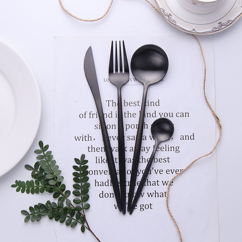Matte Black Flatware Set – ModernSpaceLiving